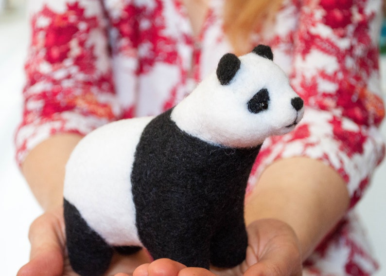 Needle Felted Panda Family With Felted Play Mat, Baby Panda, Panda ...