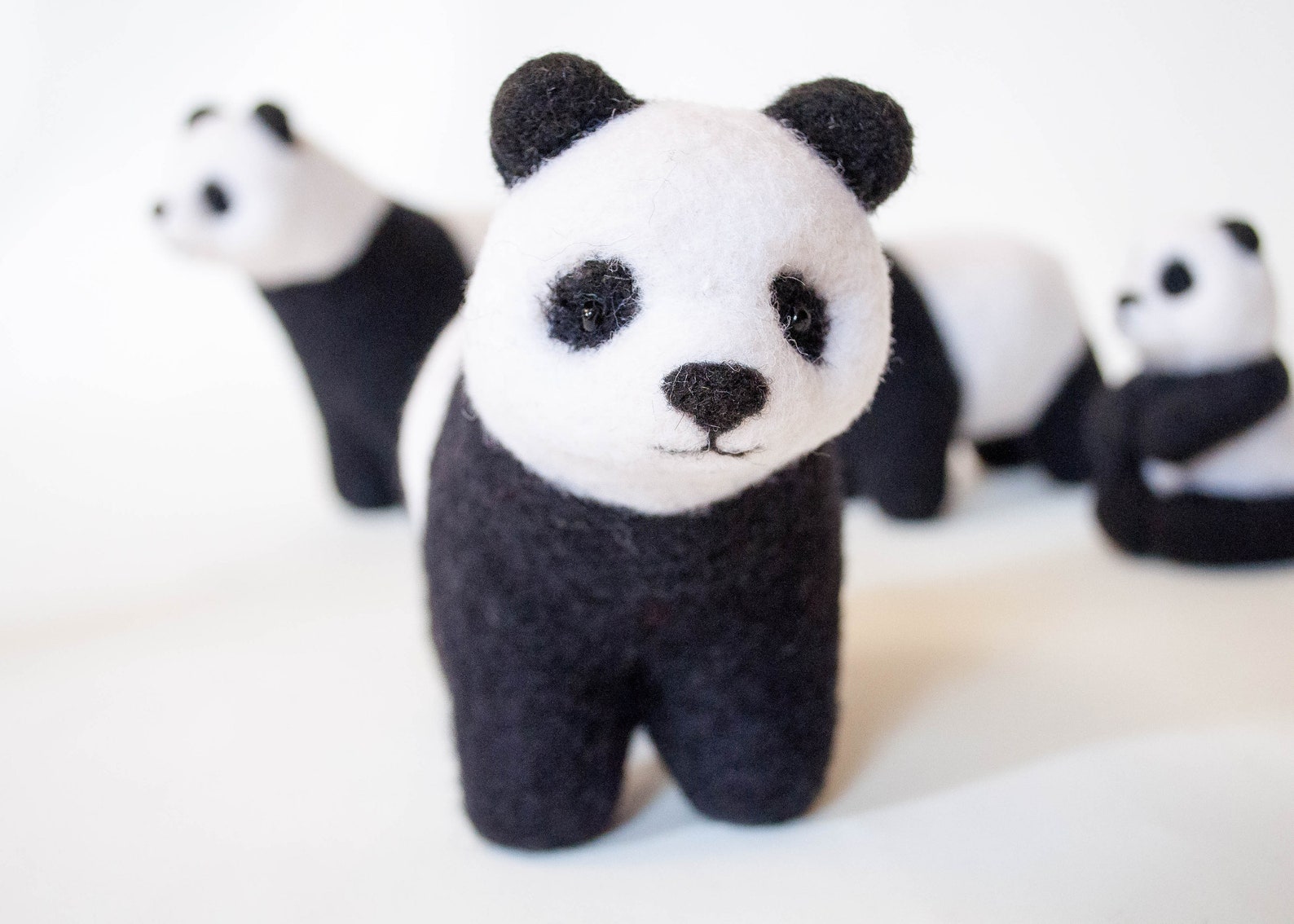 Needle Felted Panda Family With Felted Play Mat Baby Panda - Etsy