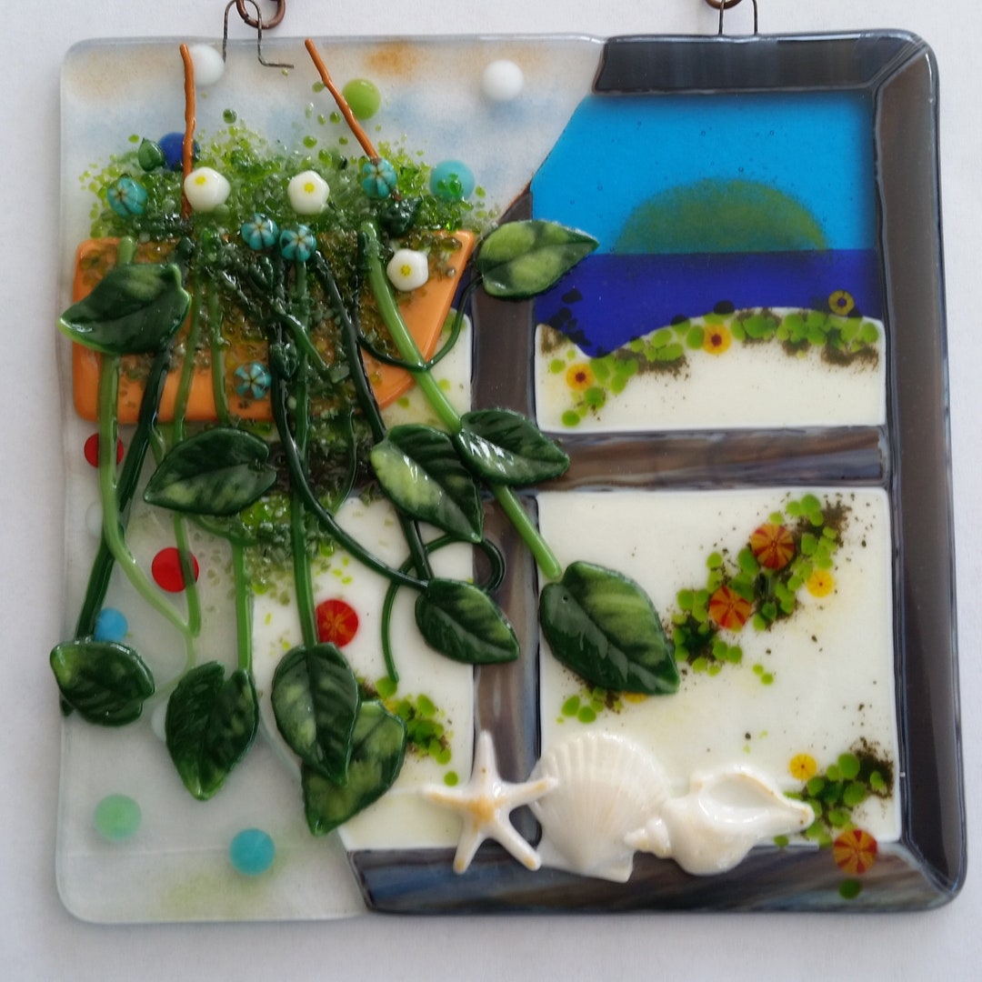 Fused Glass Seaside Suncatcher 6.5x6.5 - Etsy