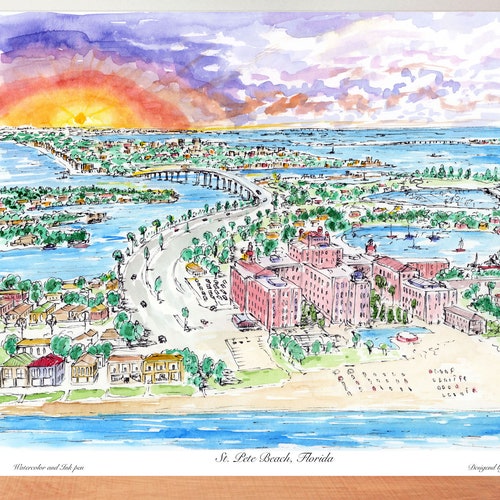 ST. PETERSBURG Florida Map Art // St. Pete Wall Art - Etsy