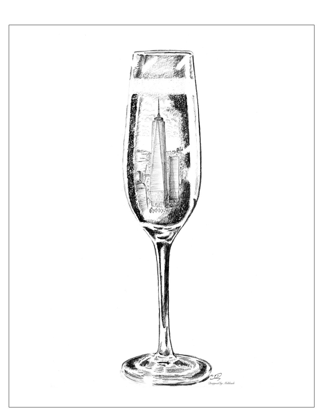 Freedom Tower in Glass, New York Drawing, Drawing Unique ,artwork , New ...