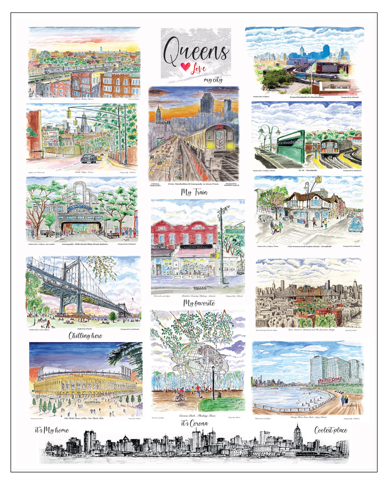 Queens Map and Album Queens queens City Map Print Queens - Etsy