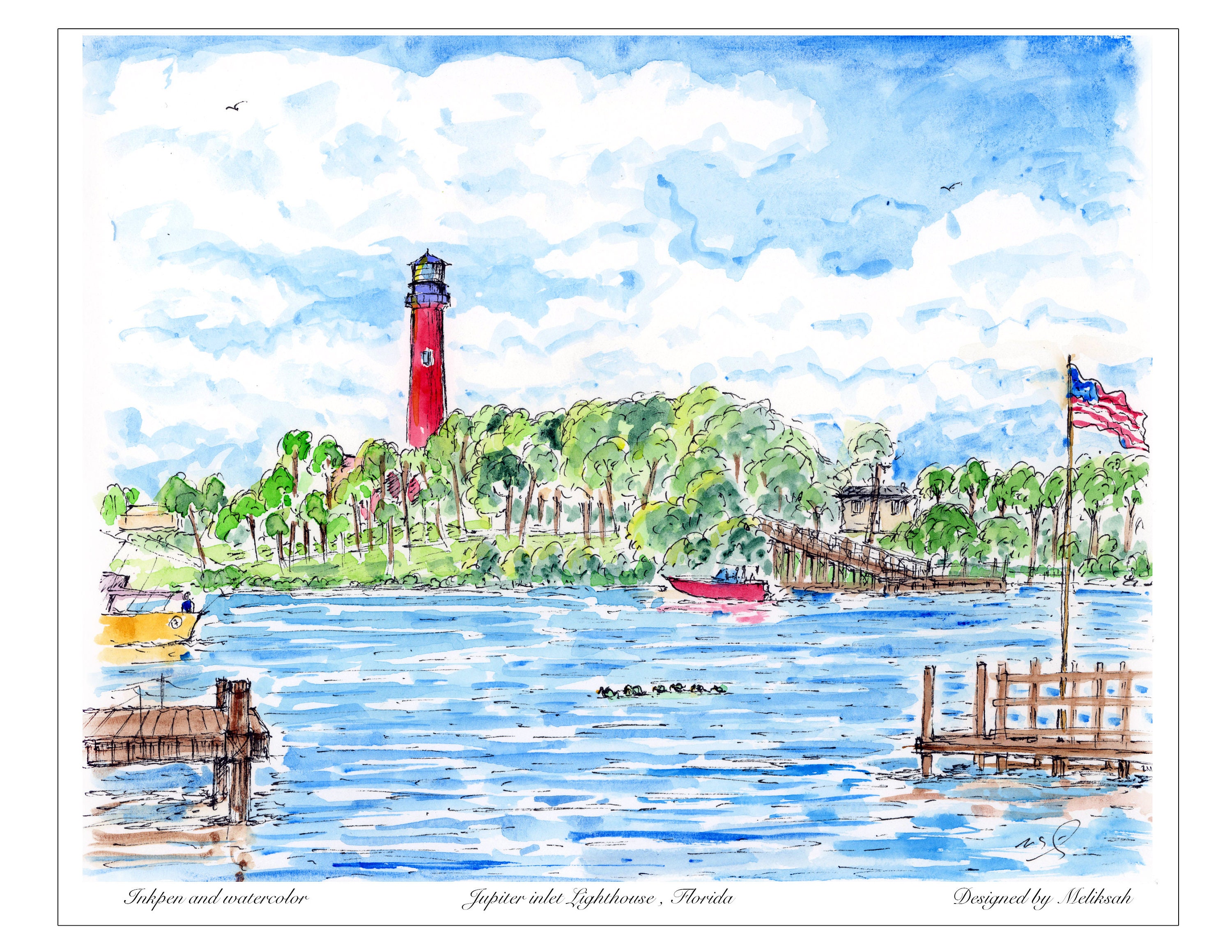 Jupiter Inlet Lighthouse Drawing