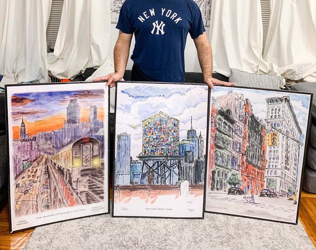 New York ,art Print Three Set ,new York Print 3 Set, Unique New York ...