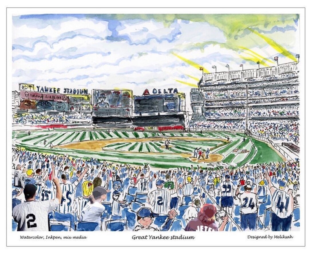 New York Yankee Stadium , Print, Special Artwork, Wall Decor, Cloud ...
