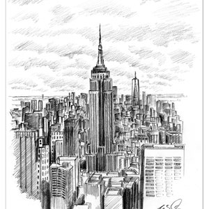 Original Empire State Drawing ,empire State, Empire State Building ,new ...