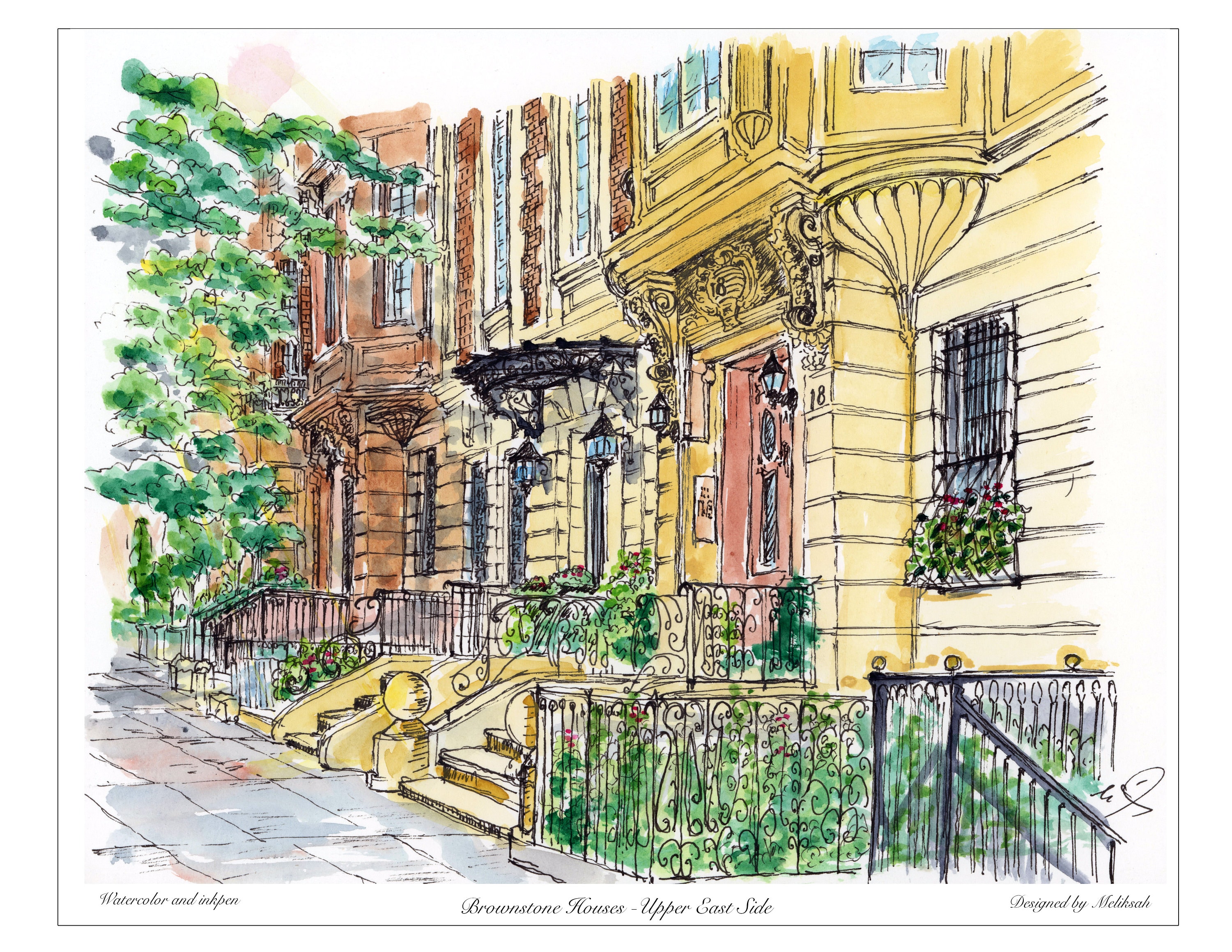 Brownstone House Drawing
