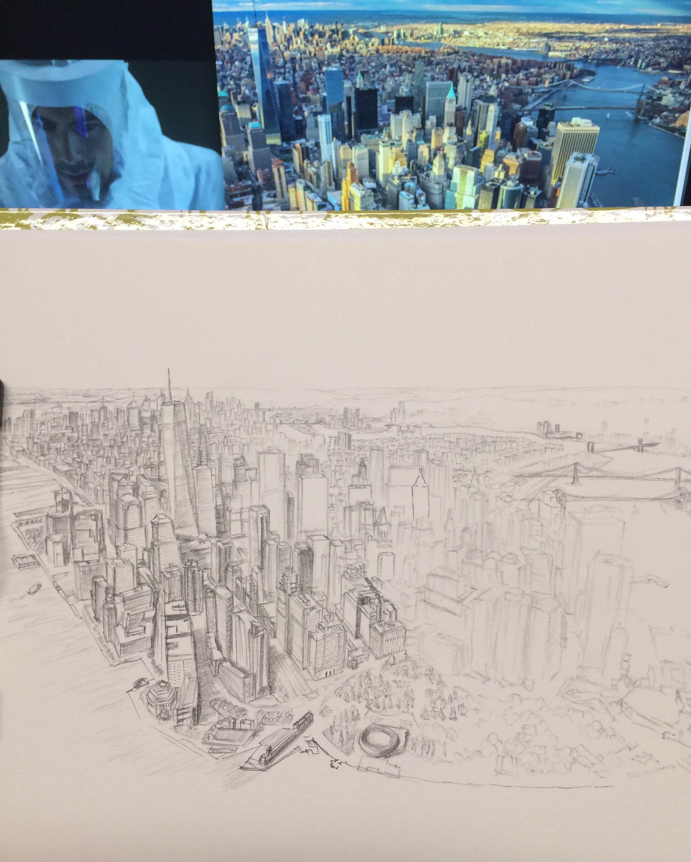 Manhattan From Above, New York City , Drawing Unique ,artwork , New ...