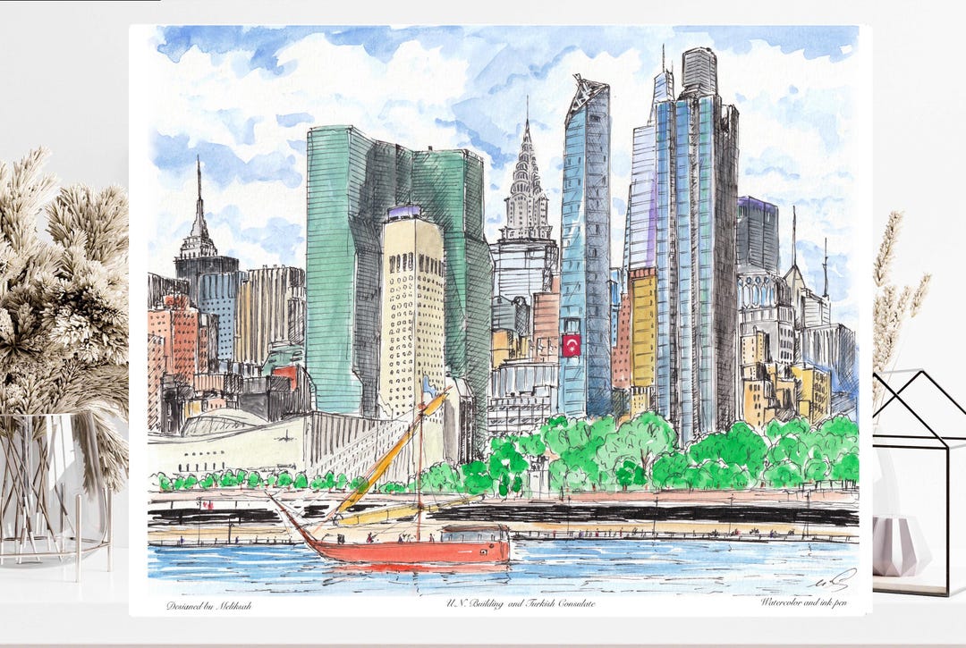 Turkish Consulate and Chrysler Building and UN Plaza ,wall Decor, Print ...