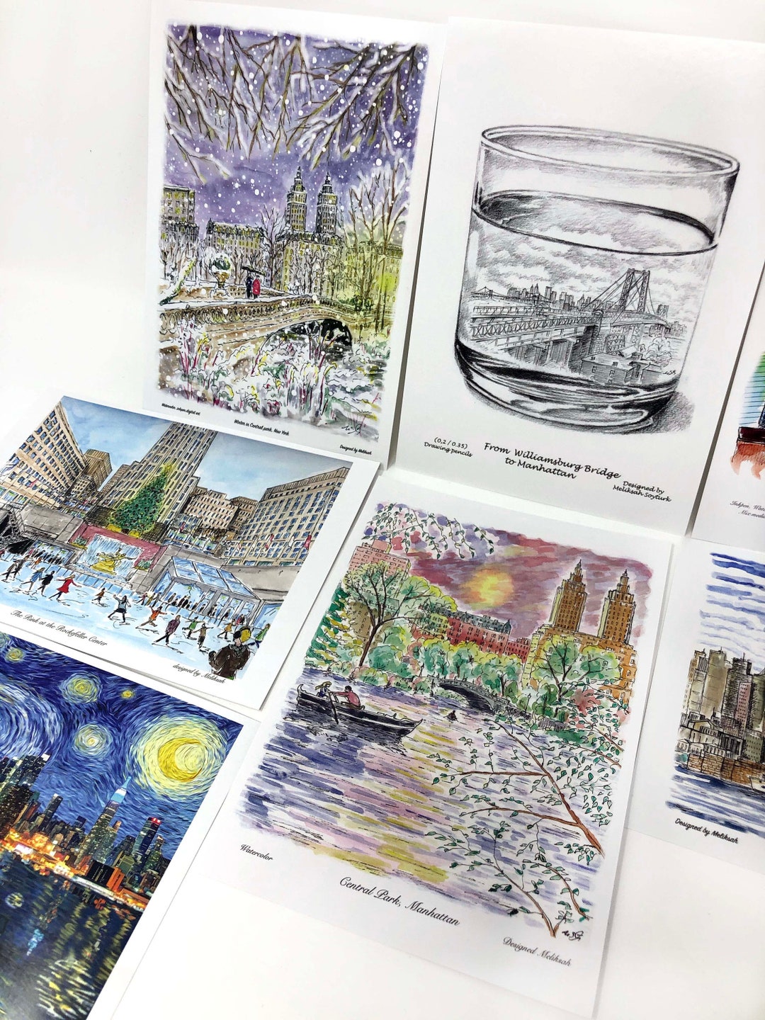 New York, Birthday Card Set, 7 Pieces Unique, Postcard, Christmas Card ...