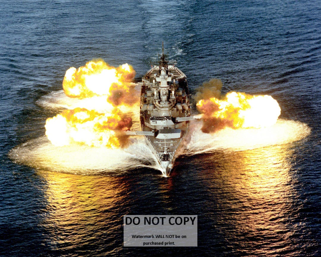 USS New Jersey Fires 16-inch/50 Caliber Guns Simultaneously - 5X7, 8X10 ...