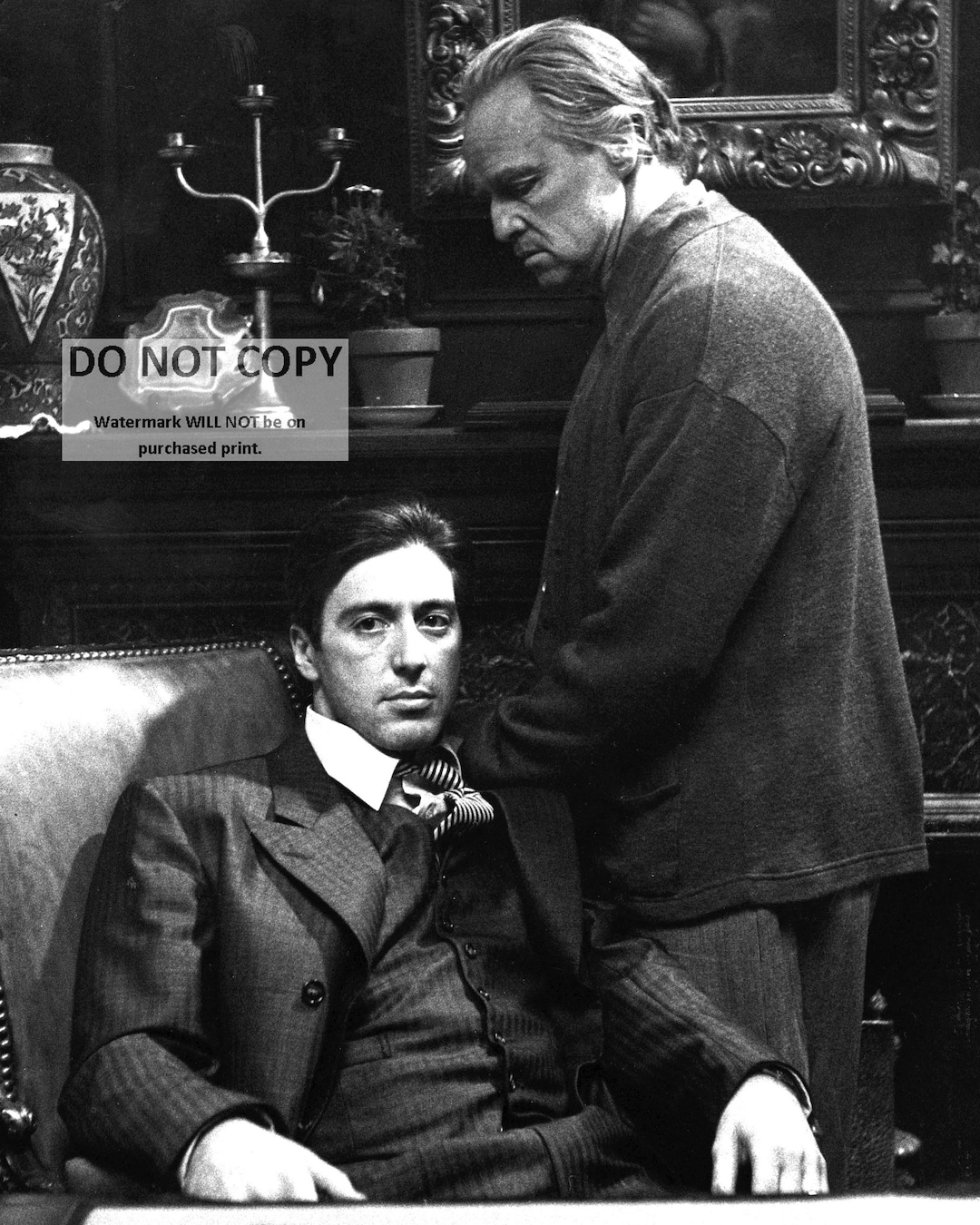 Al Pacino and Marlon Brando in the 1972 Film the Godfather 5X7, 8X10 or ...