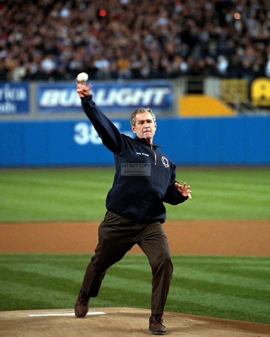President George W Bush Throws Out The First Pitch During The 2001