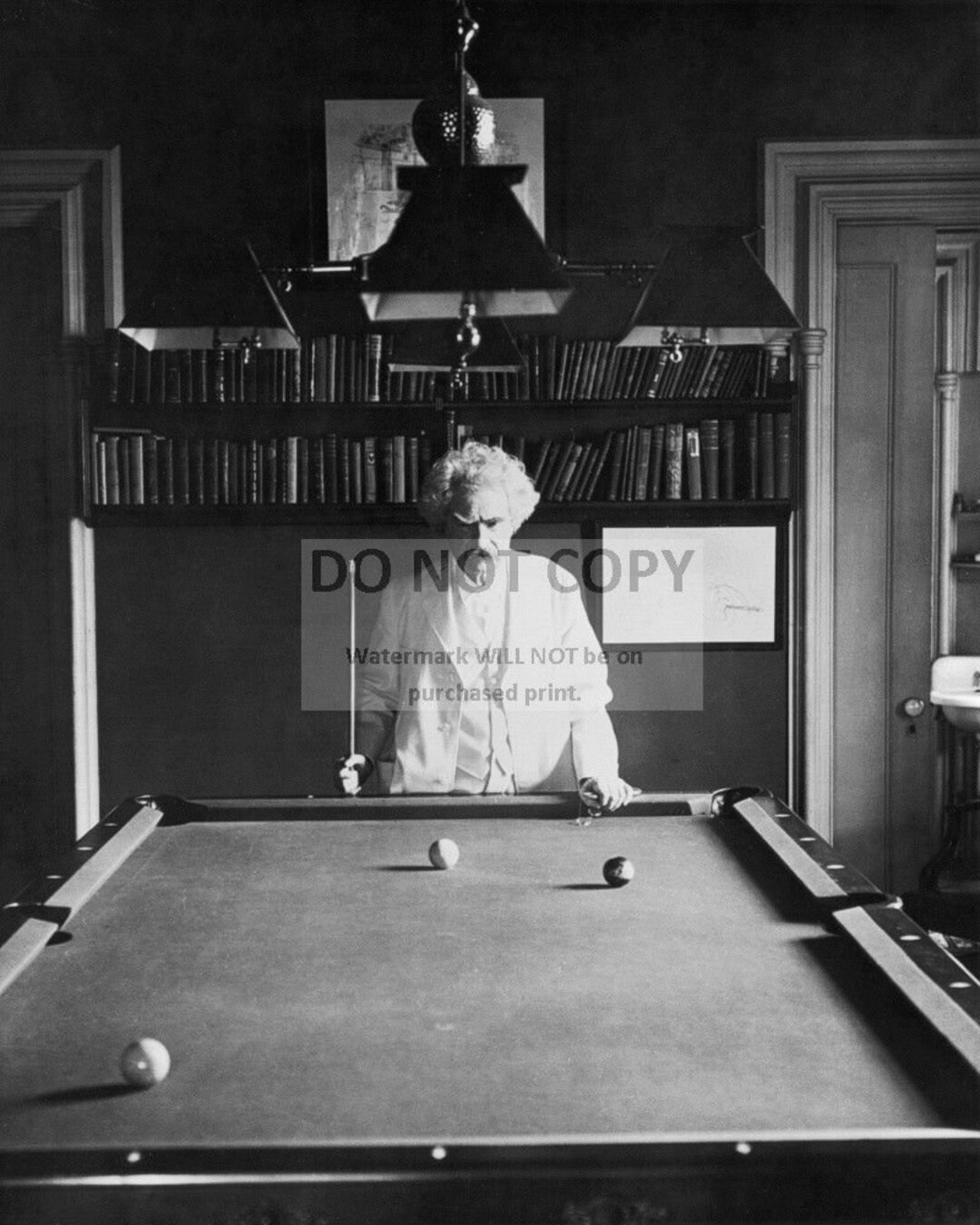Mark Twain Playing Pool Billiards Samuel Clemens Writer 5X7 or 8X10 ...