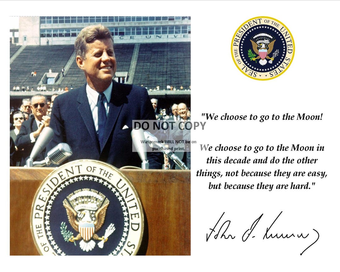 JFK Moon Speech Photo: Rice University Quote, Facsimile Autograph - Etsy