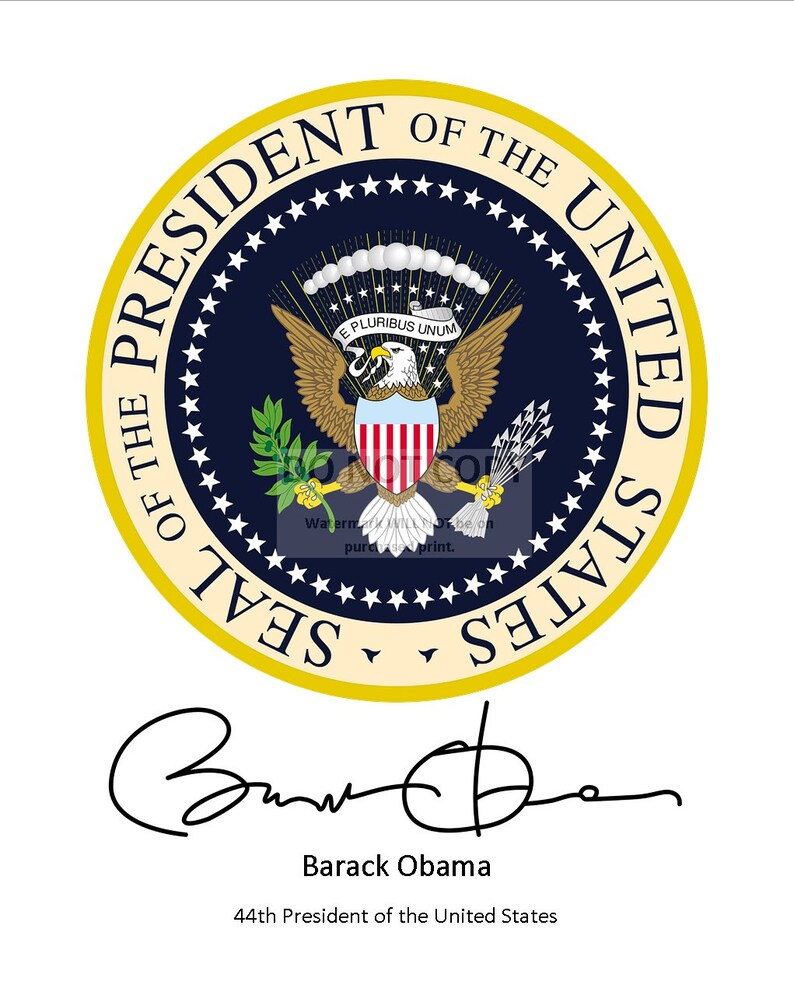 President Barack Obama Signature Under Presidential Seal - Etsy
