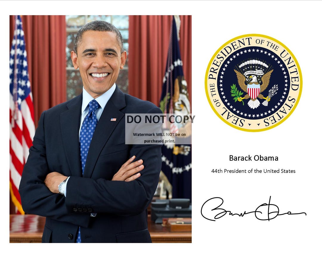 President Barack Obama With the Presidential Seal and His Signature ...