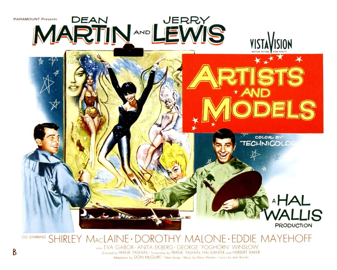 Movie Poster From the Film artists and Models Starring Dean Martin and ...