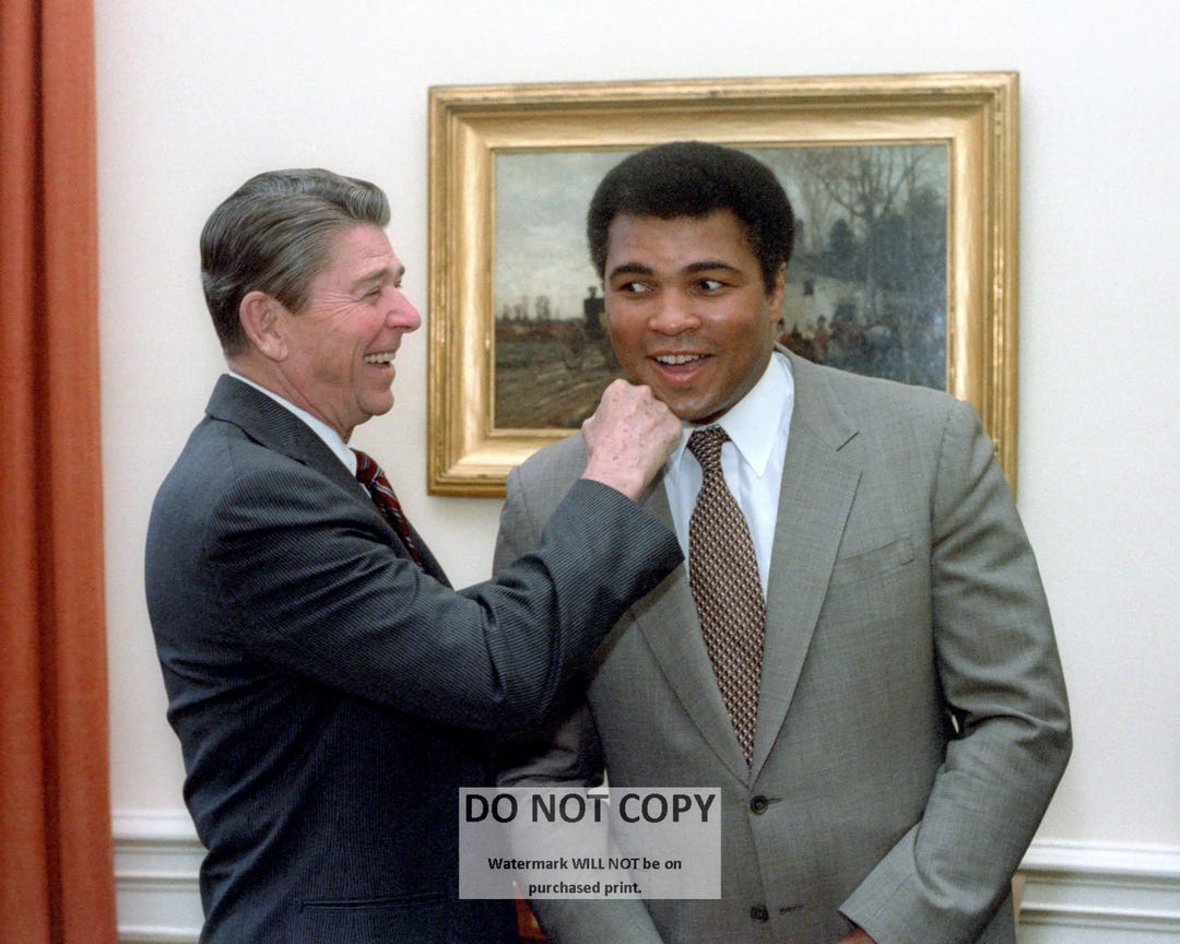 President Ronald Reagan "punching" Legendary Boxer Muhammad Ali - 5X7 ...