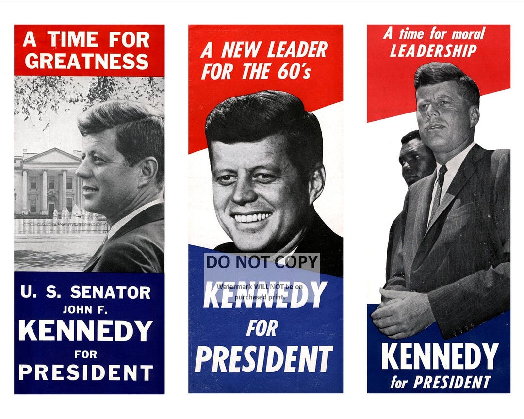 John F. Kennedy Presidential Campaign Posters 3 on 1 Print - 8X10 or ...