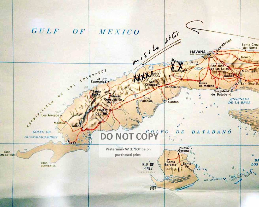 8X10 Photo Copy of a Map Annotated by President John F. Kennedy on ...