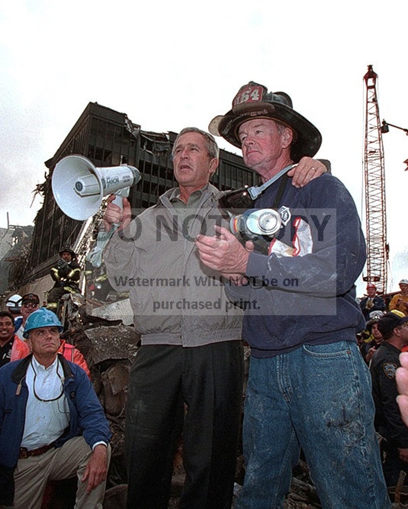 President George W. Bush & Fireman Bob Beckwith Standing on | Etsy