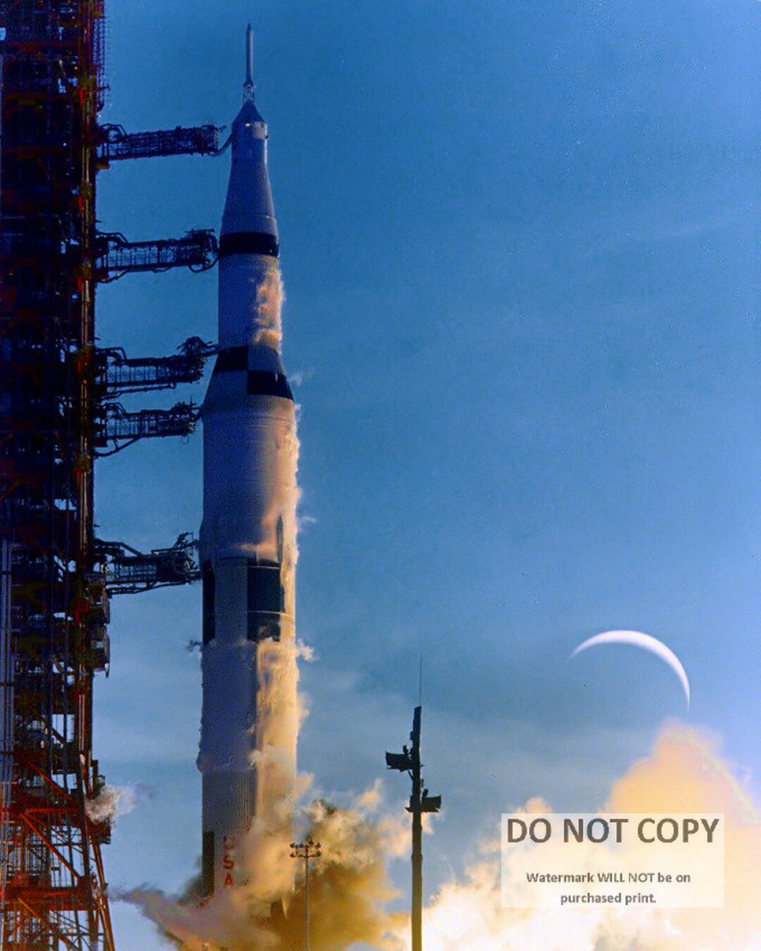 Apollo 8 Saturn V Lifts off With Moon Double-exposed on Background 5X7 ...