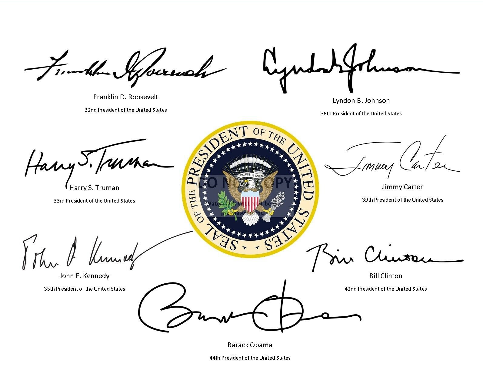 The Presidential Seal Surrounded By The Signatures of the | Etsy