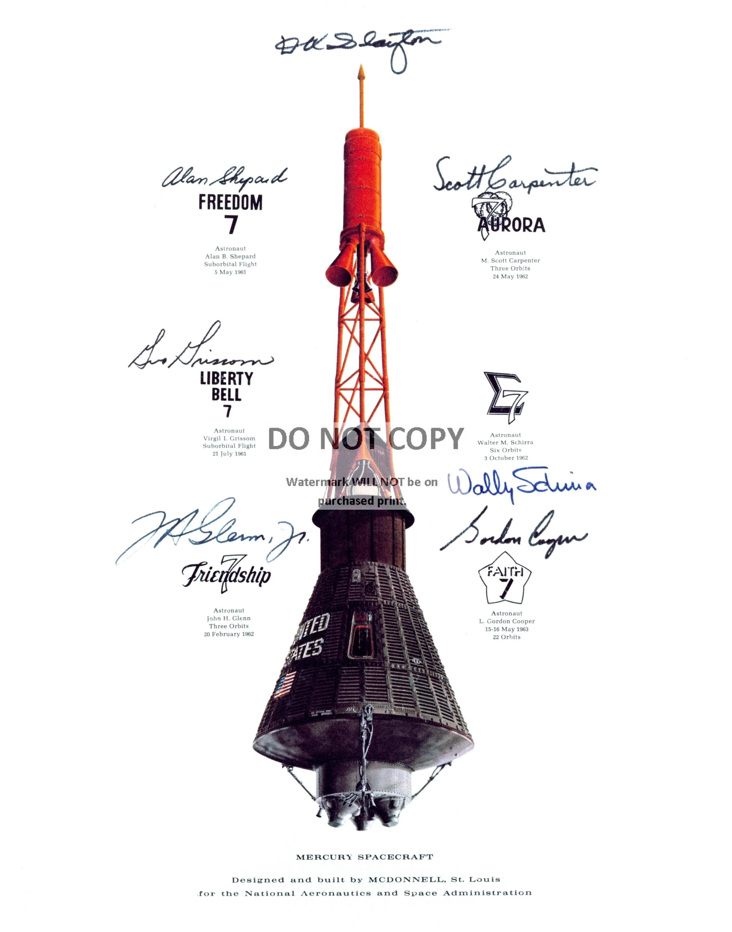 NASA Mercury Mission Photo: Insignia & Reprint Autographs - Etsy