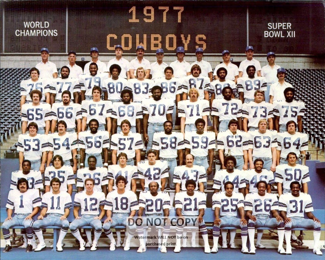 1977 Dallas Cowboys Team Photo: Staubach, Landry, Dorsett Sports Print ...