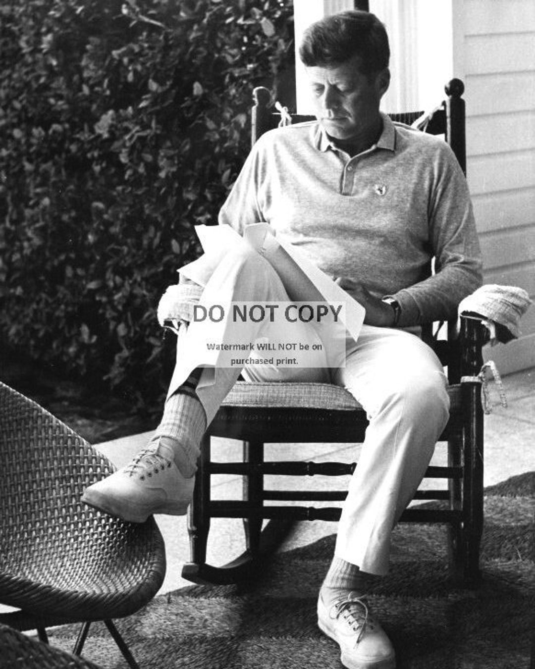 President John F. Kennedy Reading in a Rocking Chair 5X7 or 8X10 Photo ...