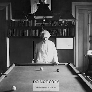 Mark Twain Playing Pool Billiards Samuel Clemens Writer - 5X7 or 8X10 ...