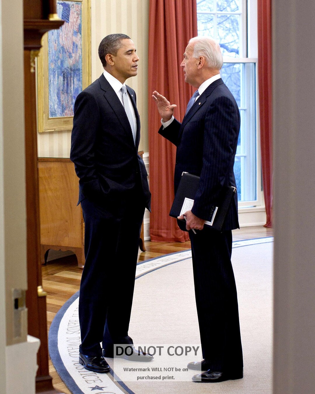 President Barack Obama Speaks With Vice President Joe Biden in the Oval ...