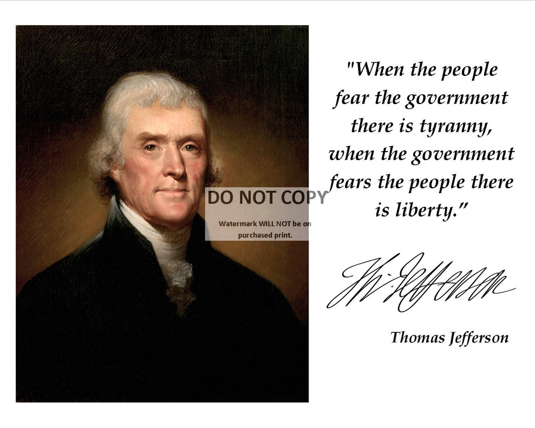 President Thomas Jefferson Government Quote With Facsimile Autograph ...
