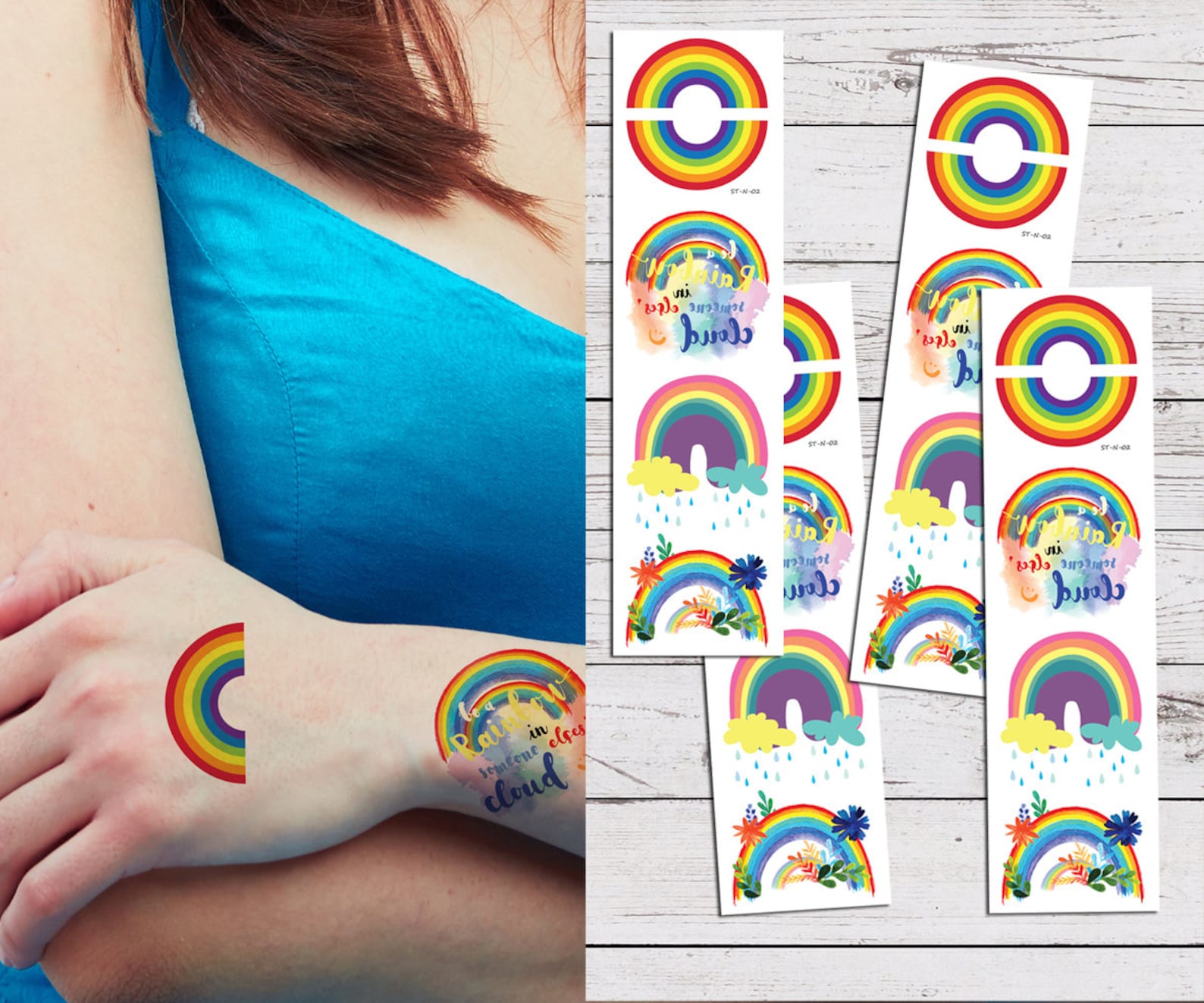 Supperb® Temporary Tattoos - Colorful Rainbow Tattoos (set of 4) - Etsy