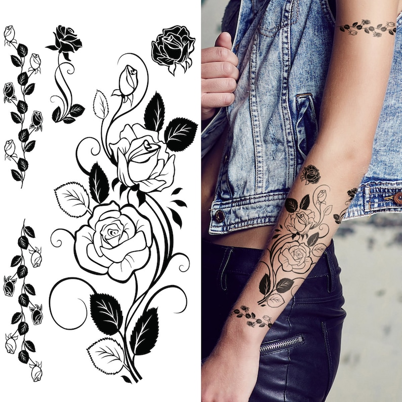 Supperb® Temporary Tattoos - Black Tribal Rose - Etsy