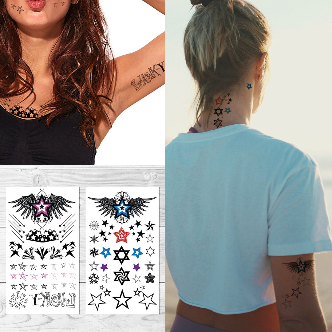 Supperb® Temporary Tattoos - Mix Star Black Small Stars Assortment ...
