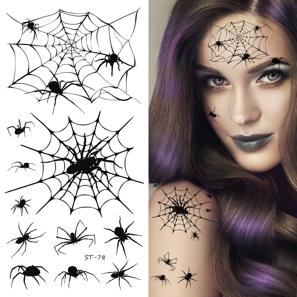Supperb® Temporary Tattoos - Spider Webs Halloween Face Tattoos - Etsy UK