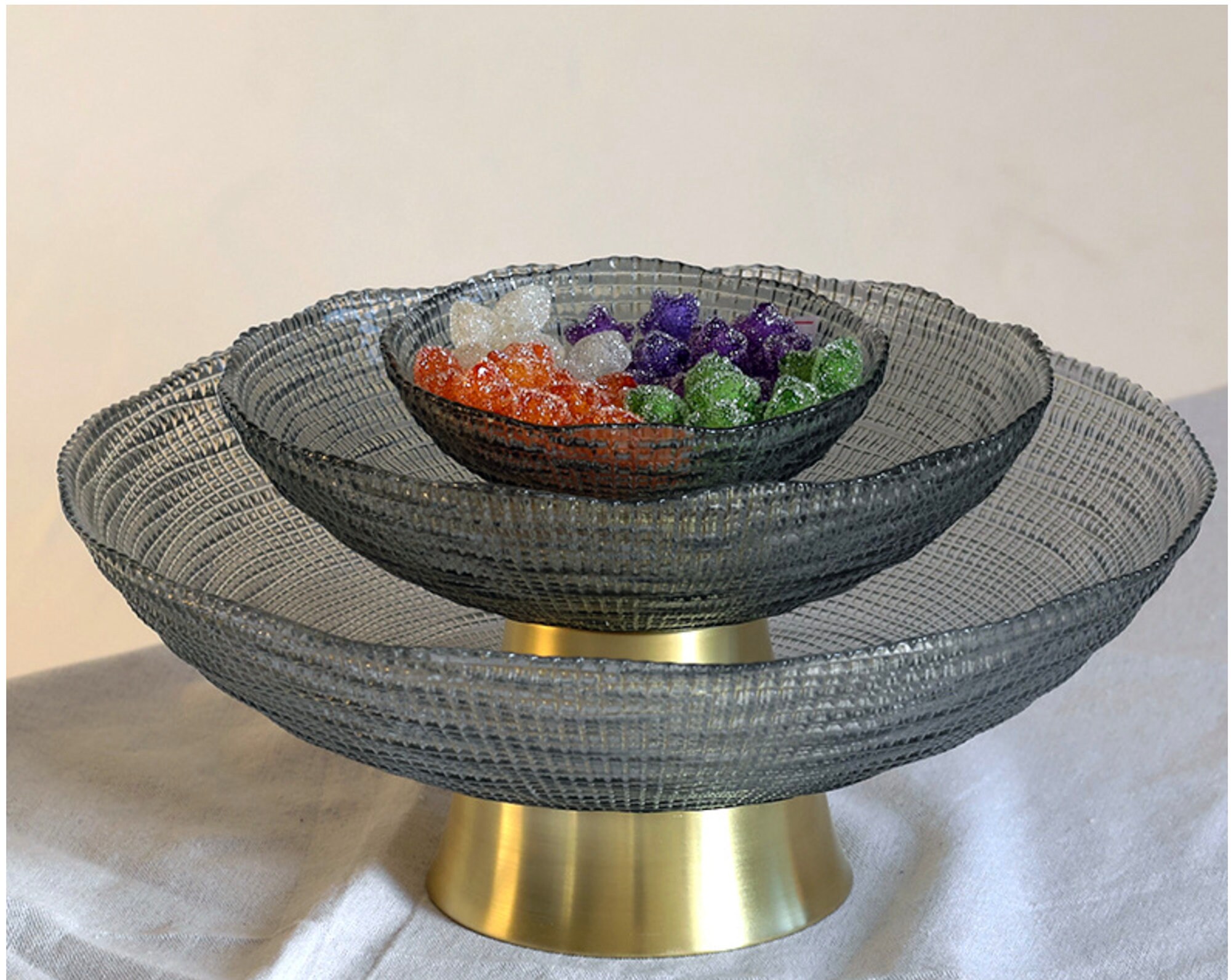 Glass Footed Fruit Bowl Handmade Compote Console Table Decor | Etsy