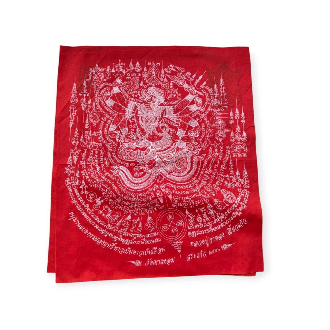 Thai Amulet Phayant Cloth Yantra Hanuman 8 Arms Pleangrit Lp Kalong BE ...