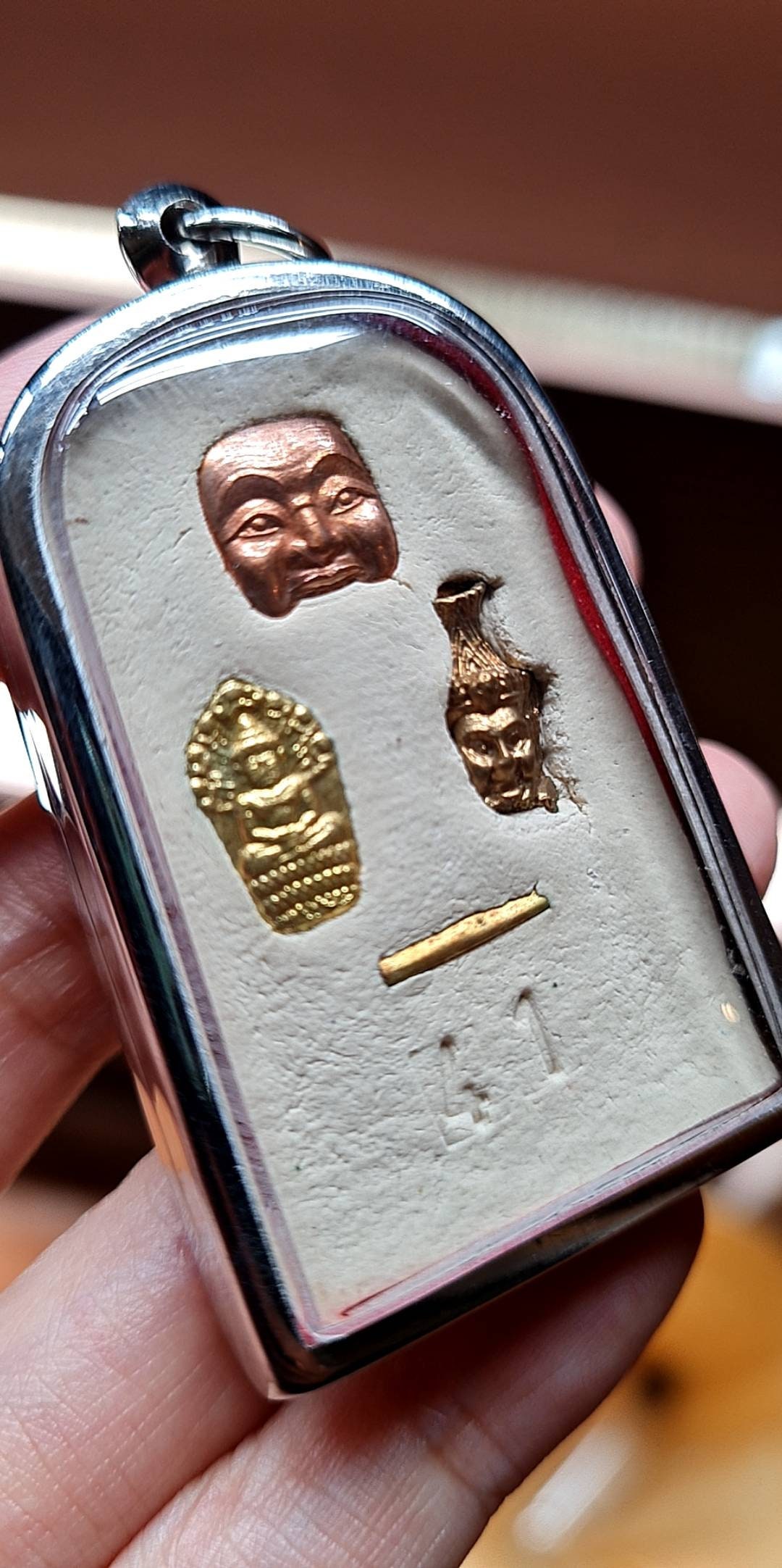 Thai Amulet Lersi Por Kea Back With Phra Nakprok, Pranboon and Lersi ...