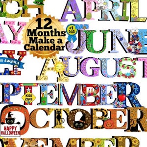 12 MONTHS Calendar Kit 36 Images Make a Printable Calendar or Scrap ...
