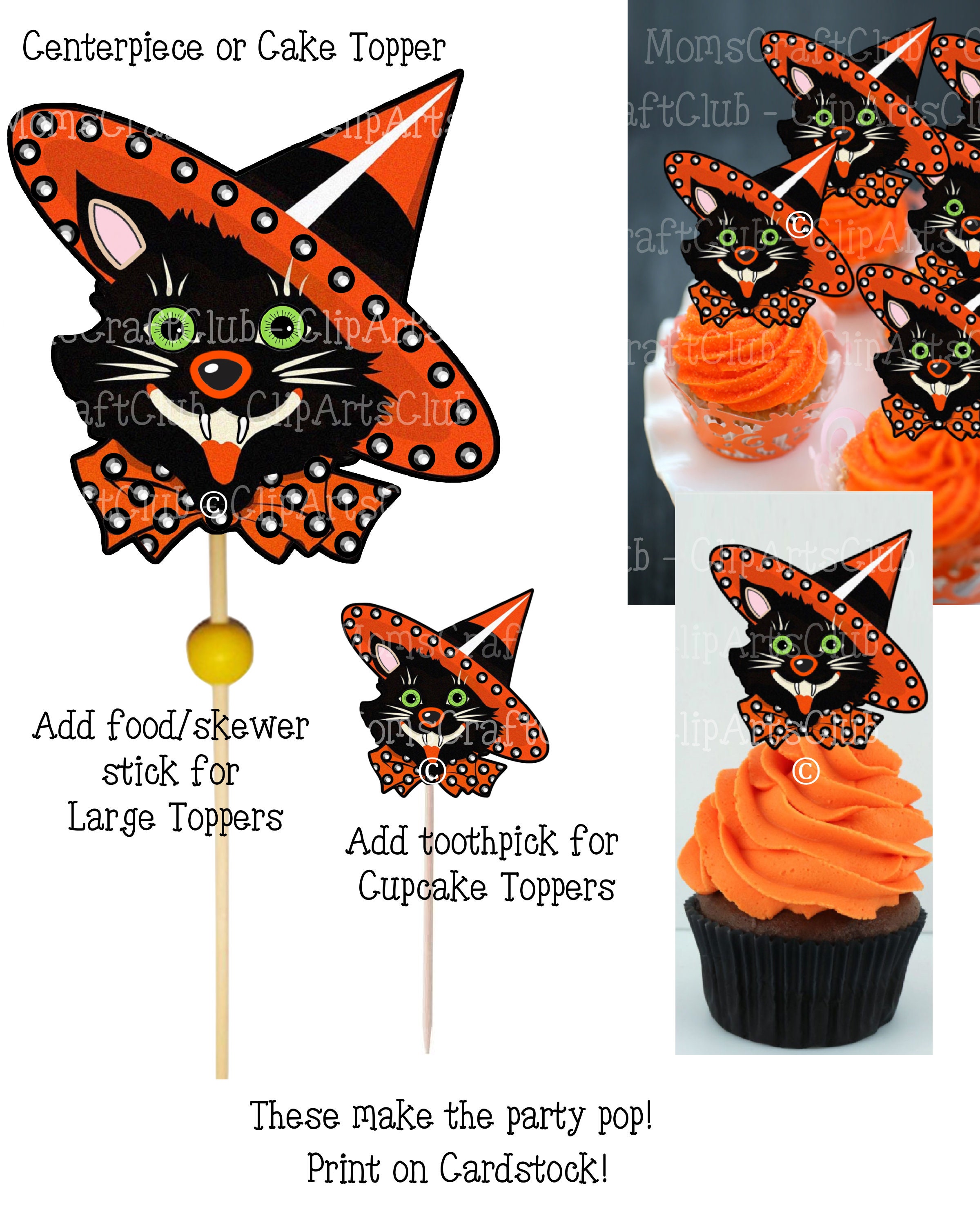 HALLOWEEN VINTAGE CAT Party Bundle Printable Card, Envelope, Pockets ...