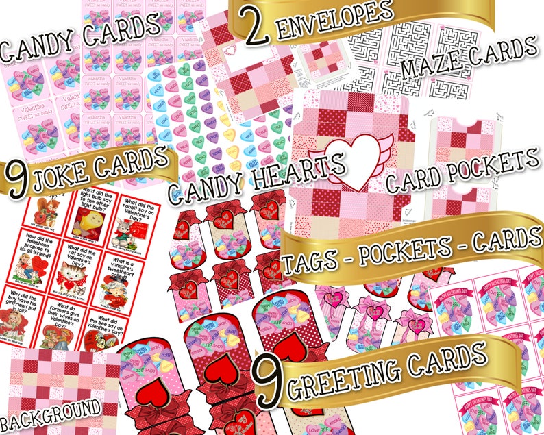 VALENTINES CANDY JAR Greeting Card Bundle- Valentine Jokes, Greetings ...