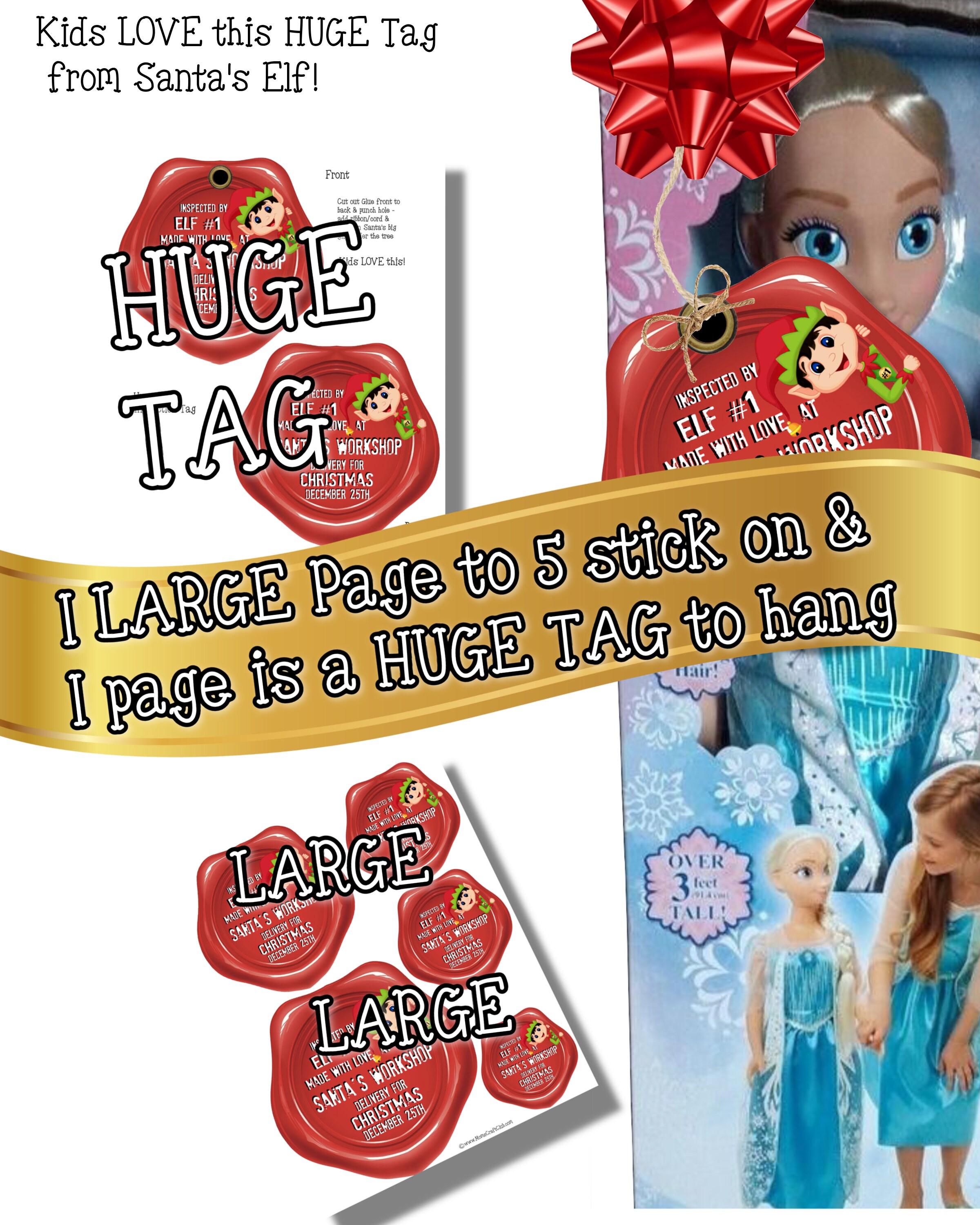 HUGE ELF INSPECTION Seal From Santa's Workshop for Presents Under the ...