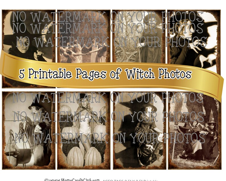 103 VINTAGE Old WITCH PHOTOS Ephemera = 6 Printable Collage Card Sheets ...