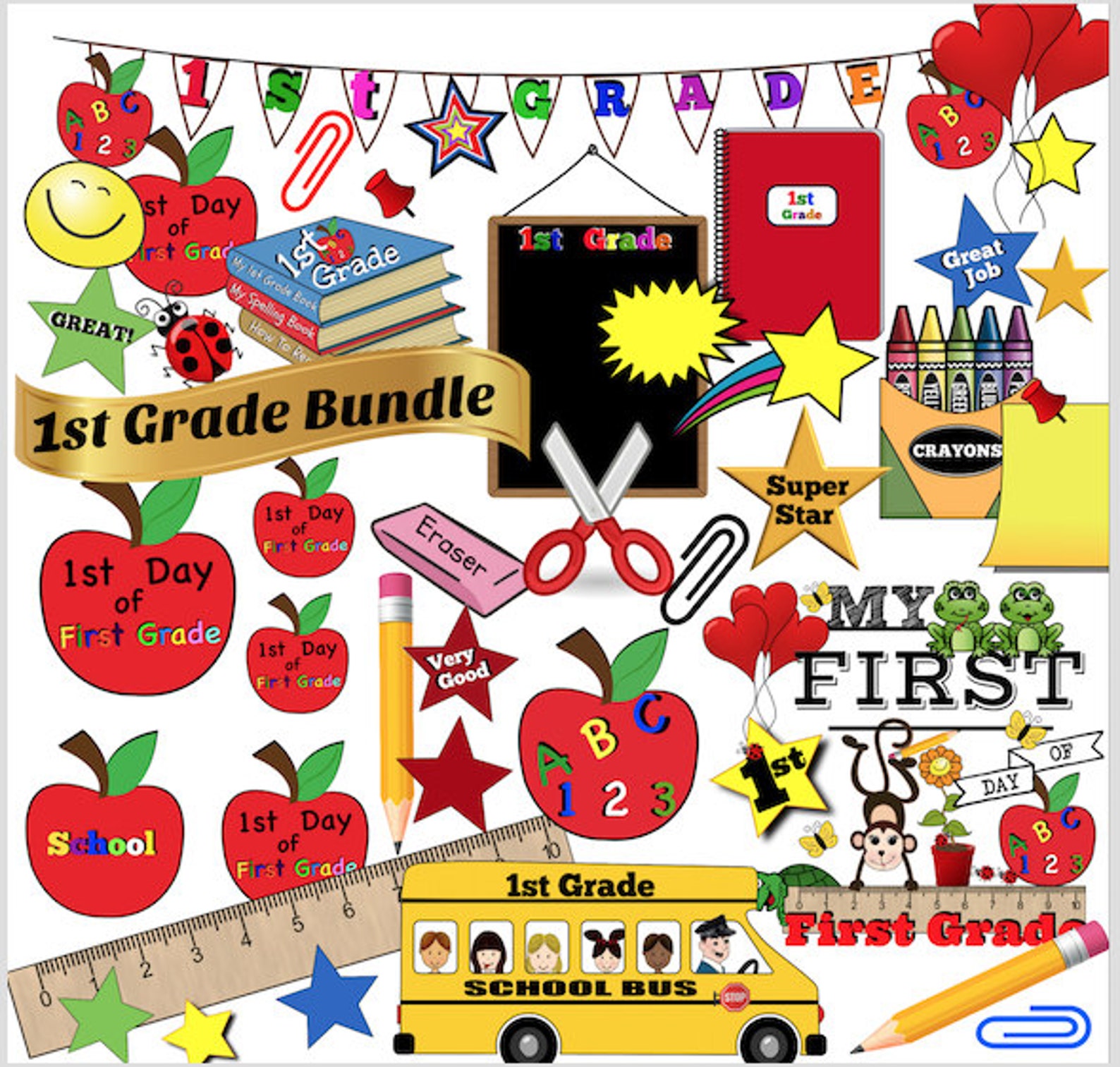 1st Grade School Bundle With Photo Prop Sign 33 Images FIRST Grade ...