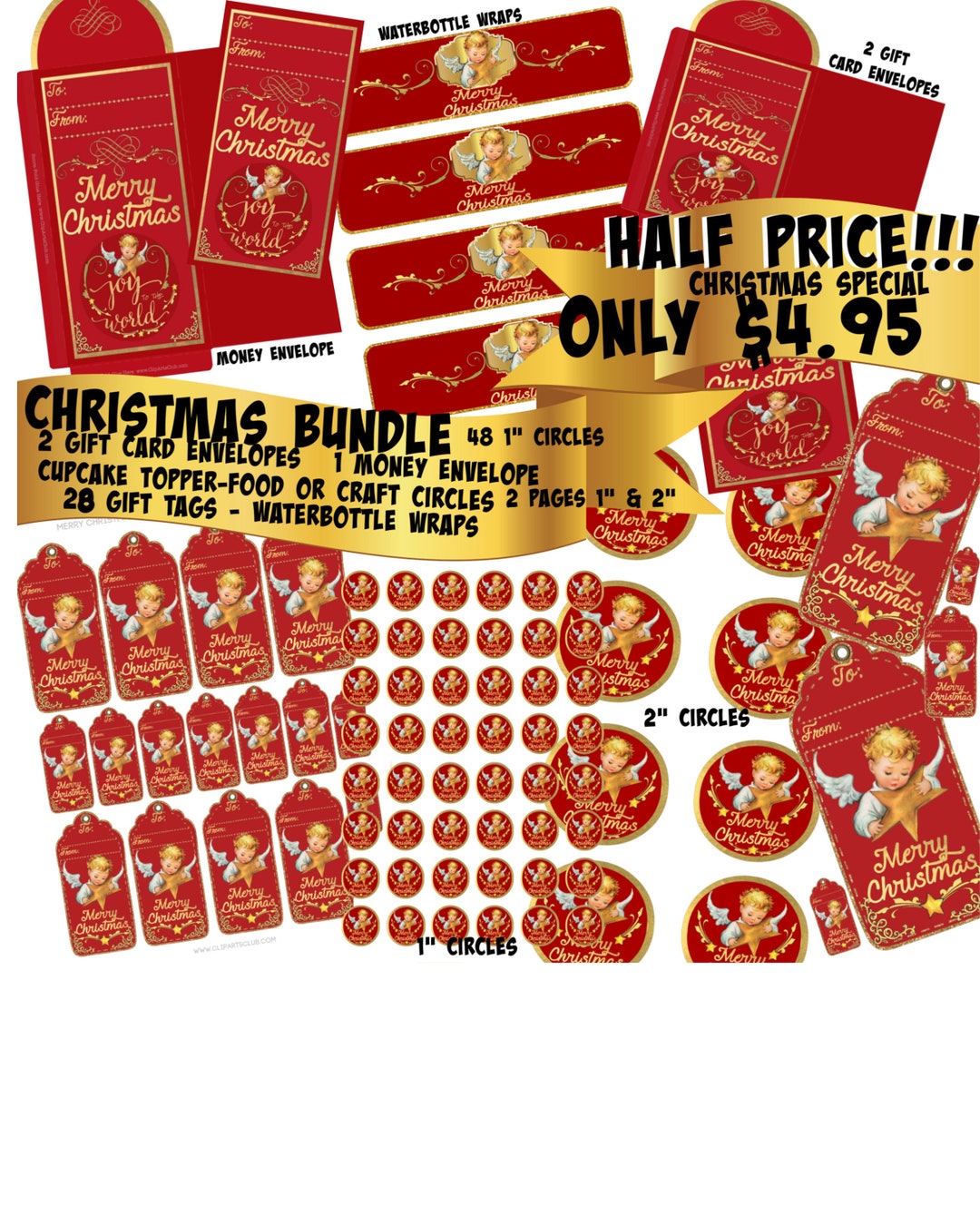 Merry Christmas BUNDLE HALF PRICE - Gift Card/money Envelopes, 28 ...