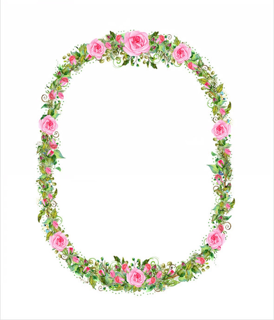 ROSE WREATH FRAME Hand Painted Watercolor Shabby Chic Beautiful ...