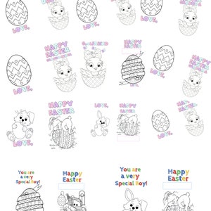 10 KIDS COLORING Easter Cards Craft Kit Bundle Printable - Easy Color ...